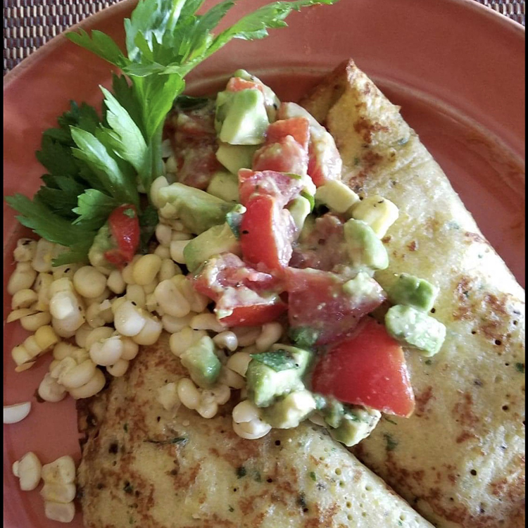 Fresh Corn Crepes with Goat Cheese and Roasted Peppers – Beloved Recipe Box